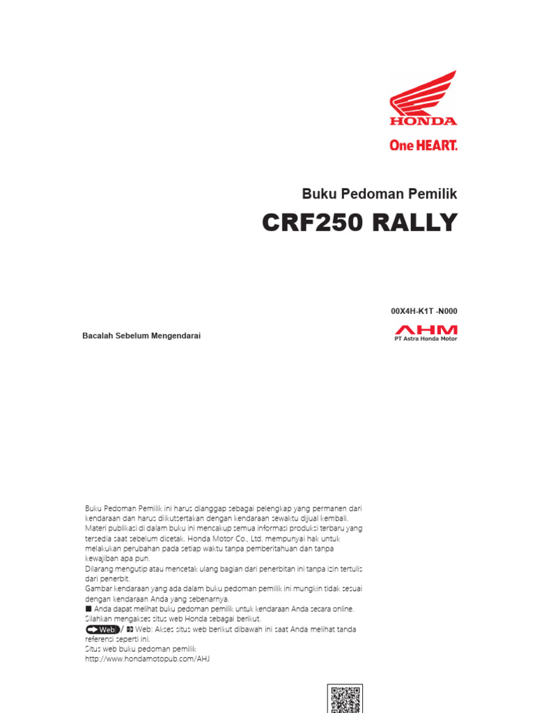 Buku Pedoman CRF250 RALLY | PDF | Bisnis