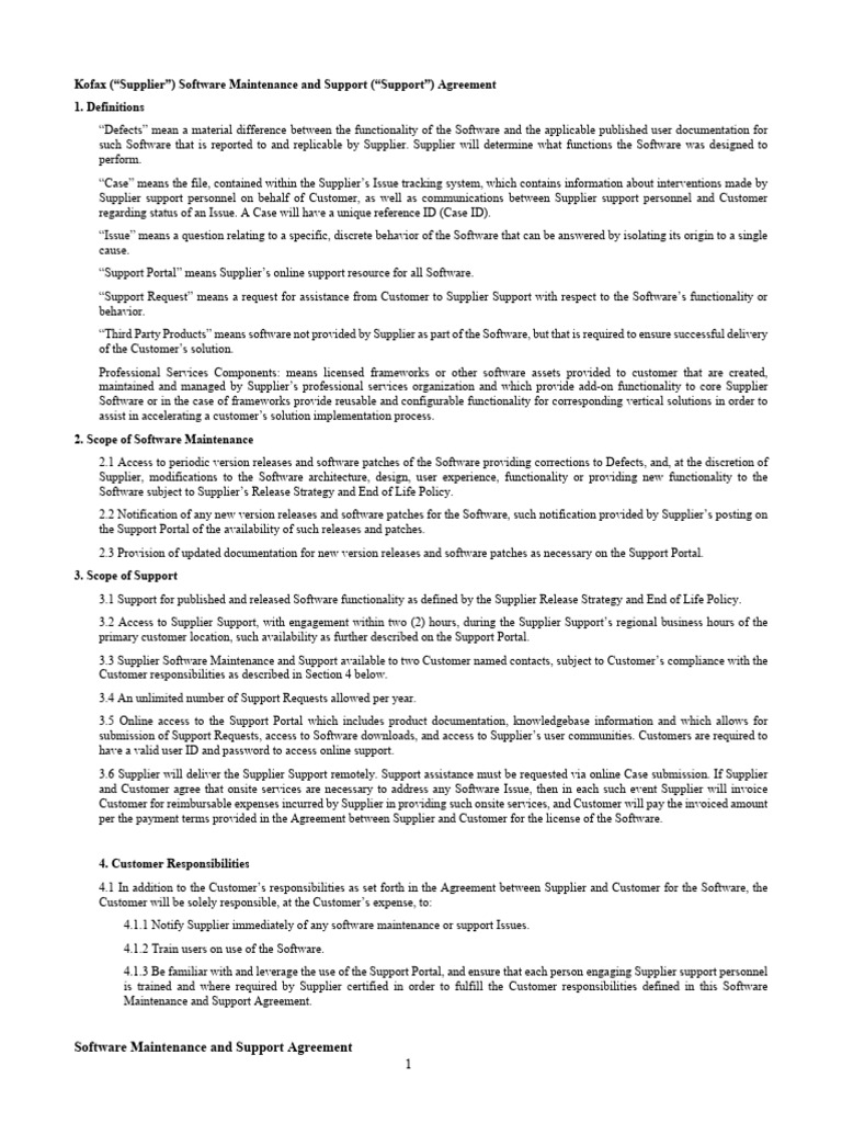 Kofax Software Support Agreement Overview | PDF | Server (Computing ...