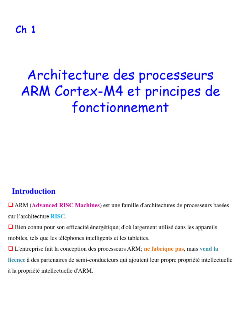 CH 1 Architecture Des Processeurs ARM Cortex M4 | PDF | Microprocesseur ...