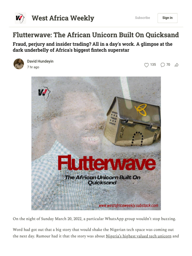 Flutterwave - The African Unicorn Built On Quicksand | PDF | U.S ...