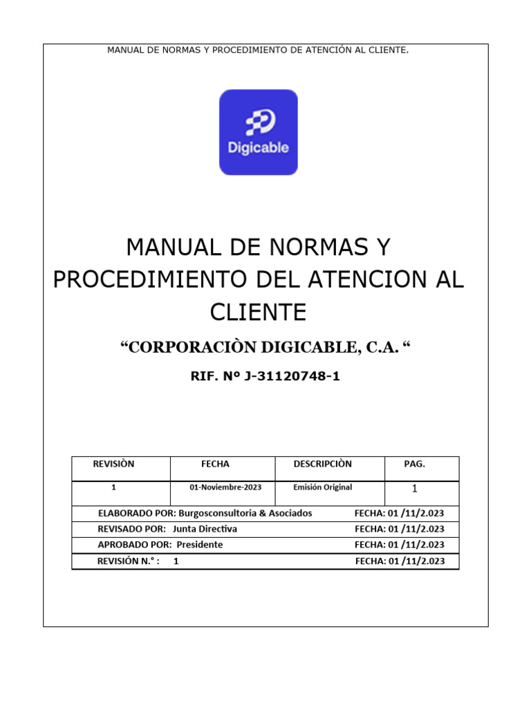 Manual de Procedimientos Atencion Al Cliente | PDF | Soporte técnico | Servicio al Cliente