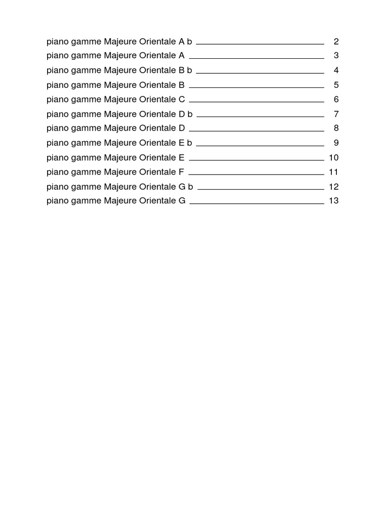 Piano Gamme Majeure Orientale | PDF