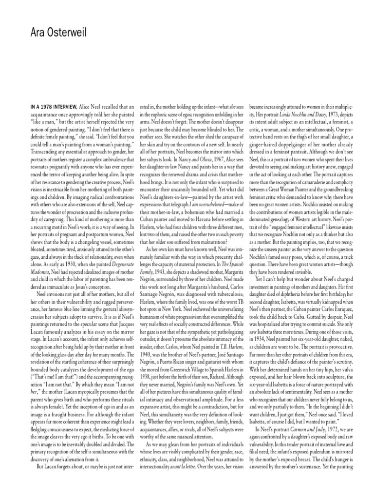 Ara Osterweil On Alice Neel | PDF | Mother