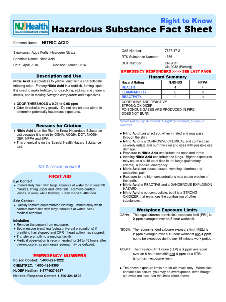 Hazardous Substance Fact Sheet: Right To Know | Download Free PDF ...