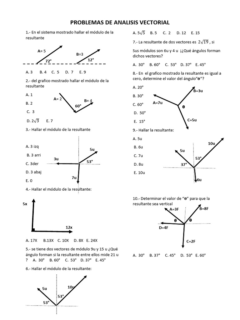 Ejercicios Vectores | PDF | Vector Euclidiano