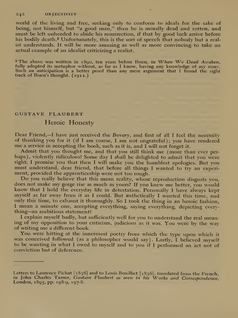 Flaubert Heroic Honesty | PDF