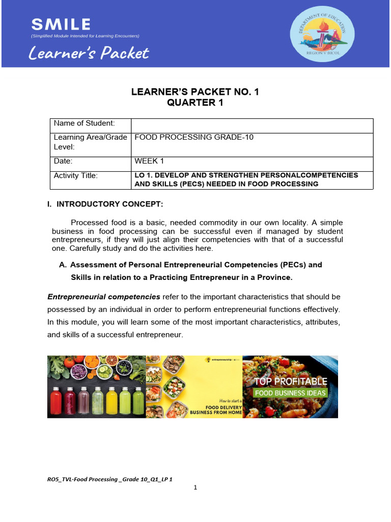 FP10 Q1 LP1 Week 1 | PDF | Entrepreneurship | Business