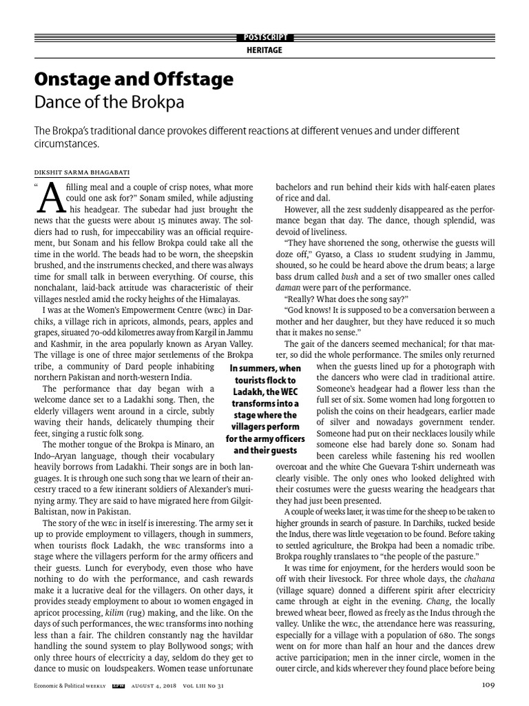 EPW - Onstage and Offstage | PDF