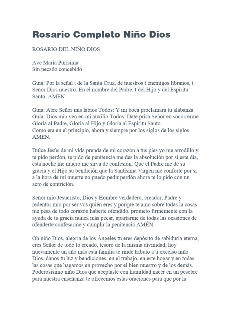 Rosario Completo Niño Dios | PDF | María, madre de Jesús | Perdón