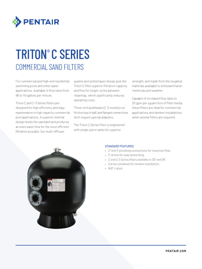Triton C Series Commercial Filter Data Sheet English | PDF | Filtration ...