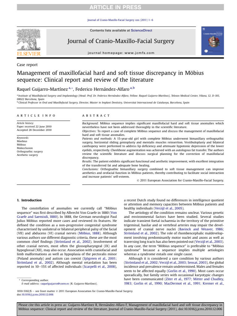 Maxillofacial Management in Möbius Sequence | PDF | Human Anatomy ...