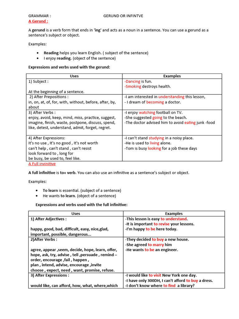 Gerund OR INFINITIVE | PDF | Verb | Linguistic Morphology