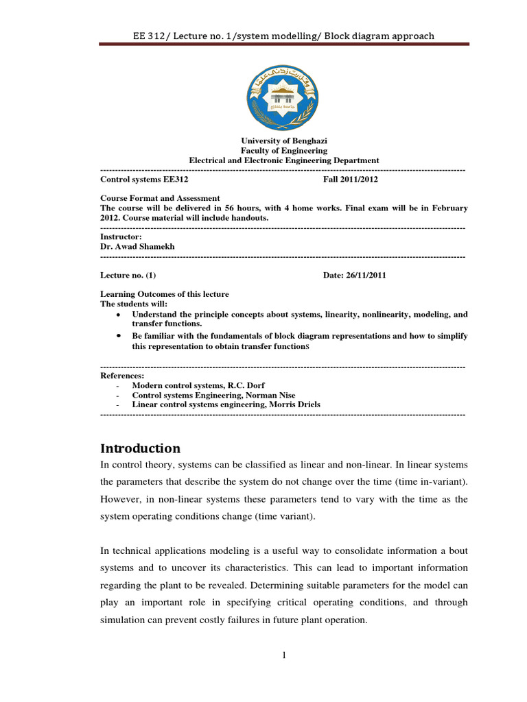 EE 312 Lecture 1 | Download Free PDF | Laplace Transform | Equations