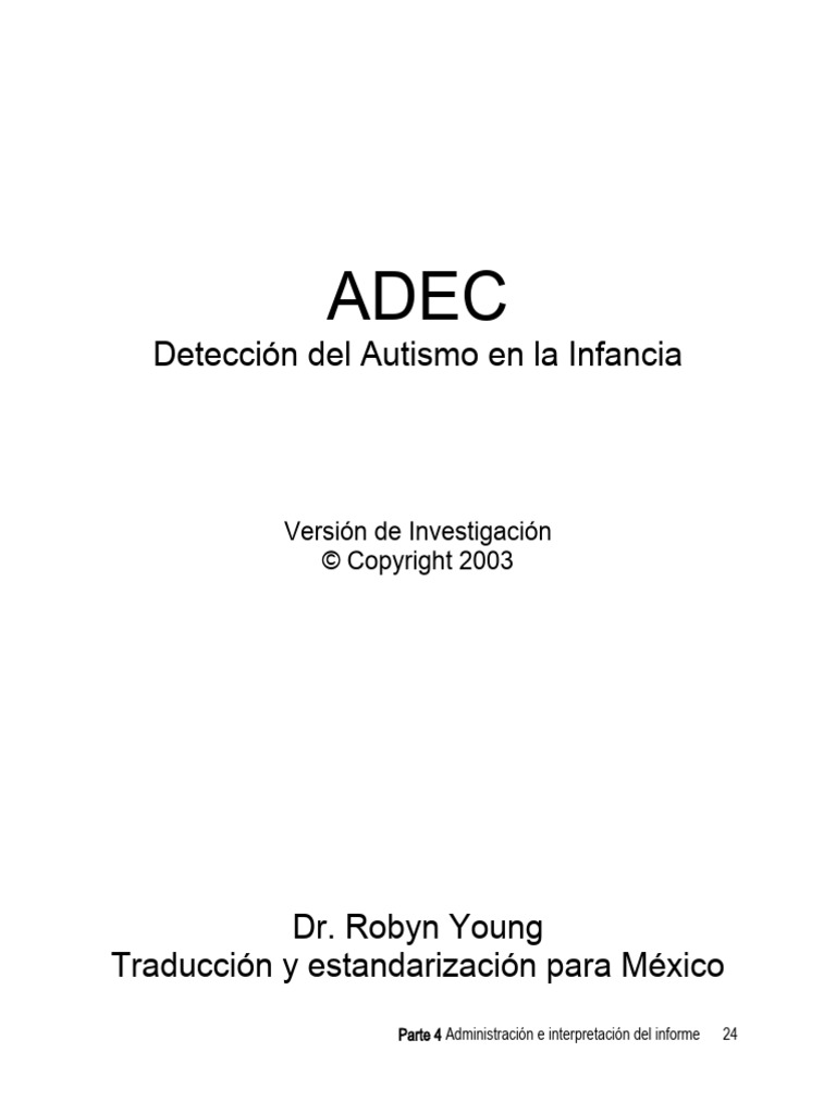 ADEC MANUAL Autism Detection in Early Childhood (01) (28449) | PDF ...