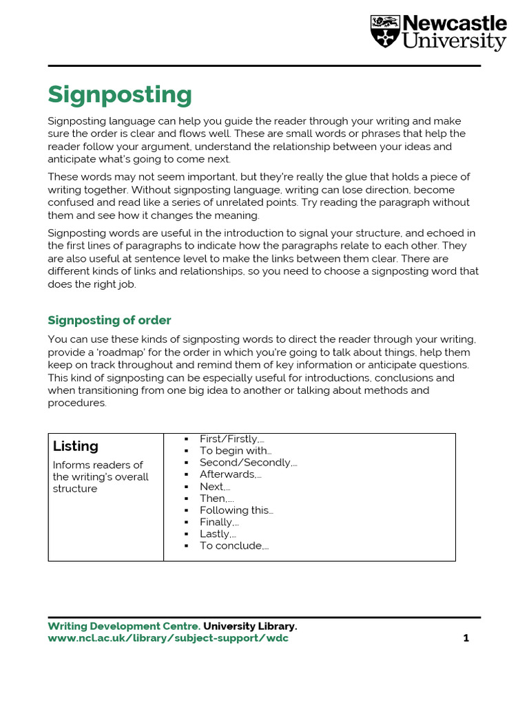 Signposting | PDF | Cognition | Human Communication
