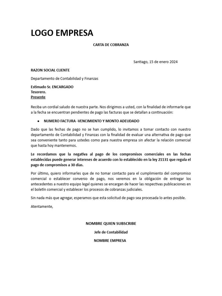 Carta de Cobranza | PDF