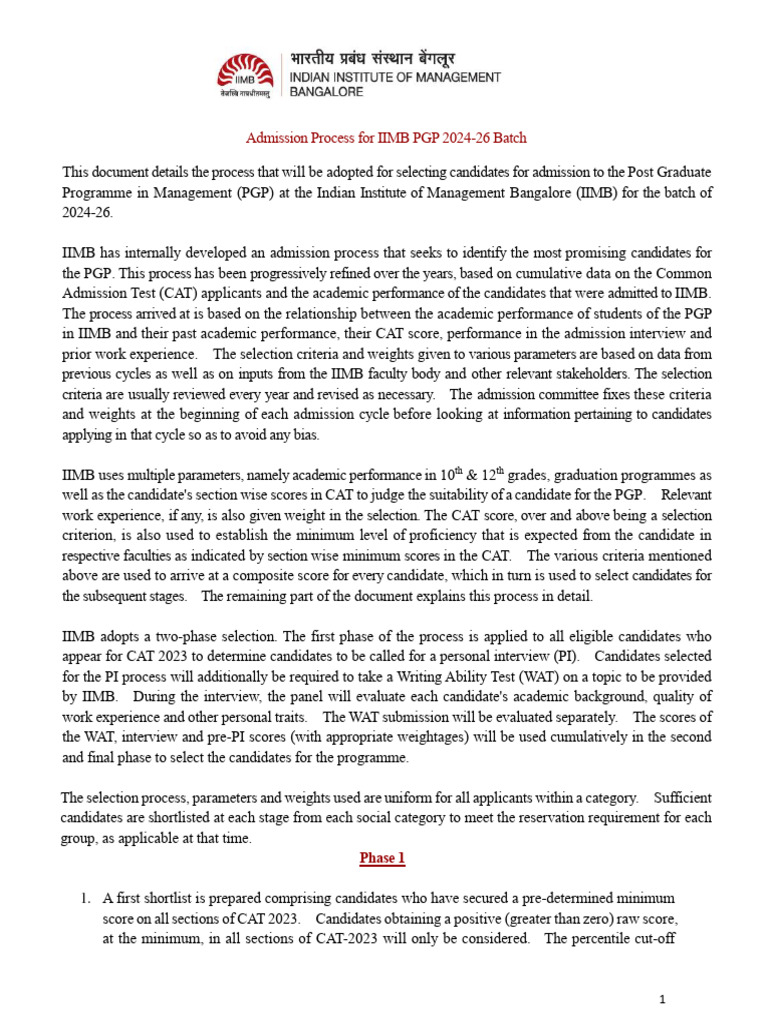 PGP 2024 Admission Process | PDF | University And College Admission | Professional Certification