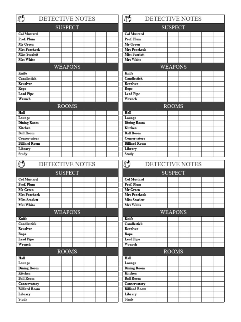 Detective Notes - Clue | PDF | Art