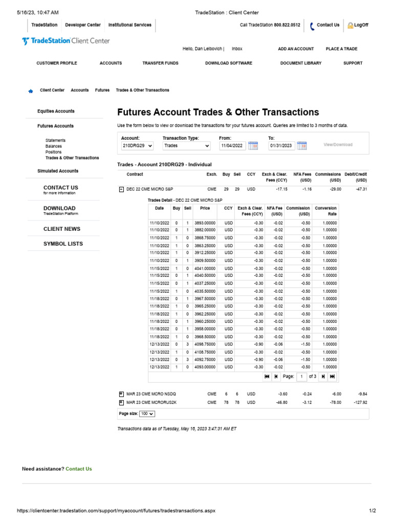 TradeStation - Client Center1 | PDF | Futures Contract | Debits And Credits