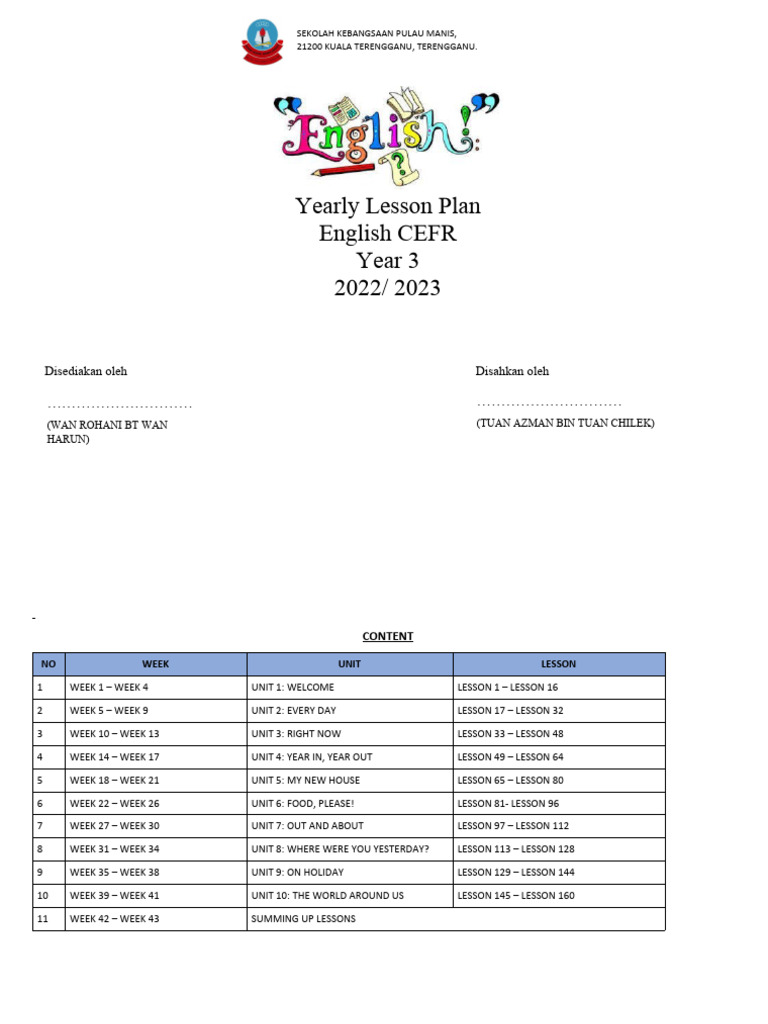 Year 3 Yearly Lesson Plan Pdf