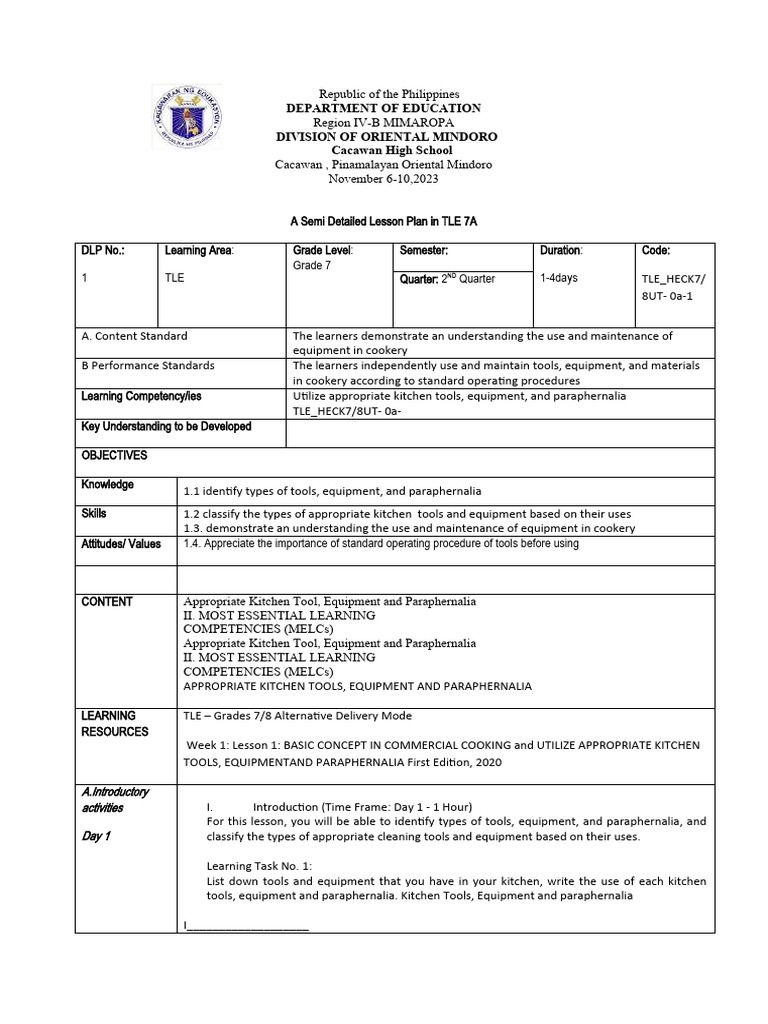 Tle Week 1 2nd Quarter | PDF