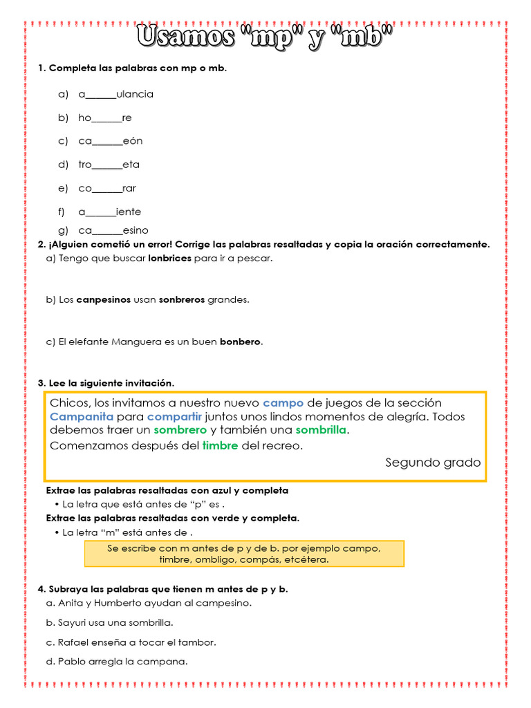 Actividades de mp y mb para primaria | PDF