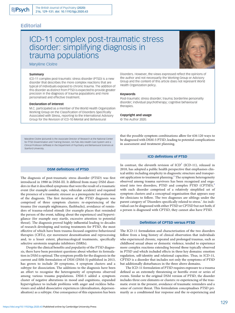Icd 11 PTSD | PDF | Complex Post Traumatic Stress Disorder | Borderline Personality Disorder