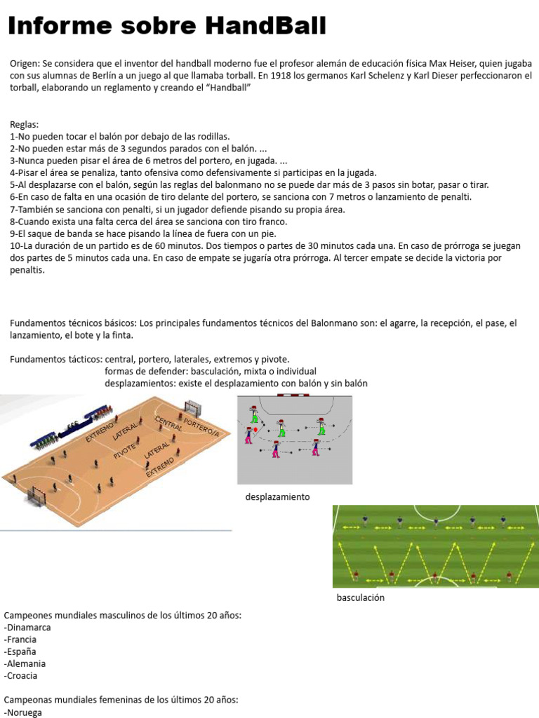 Informe Handball | PDF | Reglas y regulaciones deportivas | Deportes ...