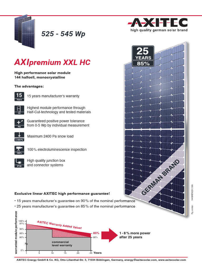 540w Axitec Germany Brand Solar PV Panels Modules | PDF | Solar Panel ...