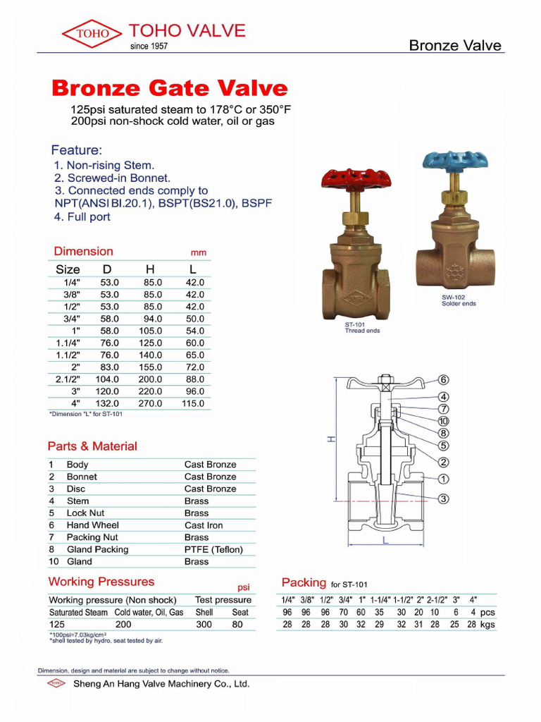 Bronz Gate Valve ST-101 Screwed | PDF