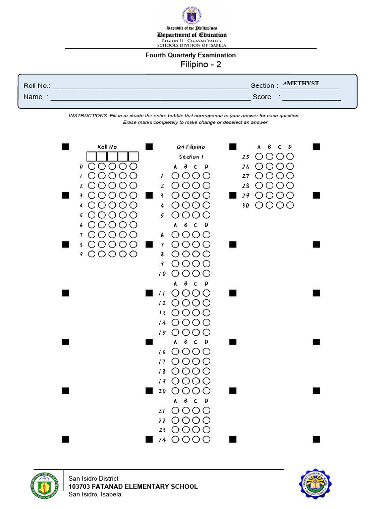 Answer-Sheet-Q4 FILIPIN0 2 | PDF
