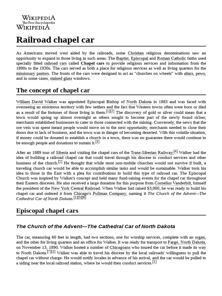 History of Railroad Chapel Cars | PDF
