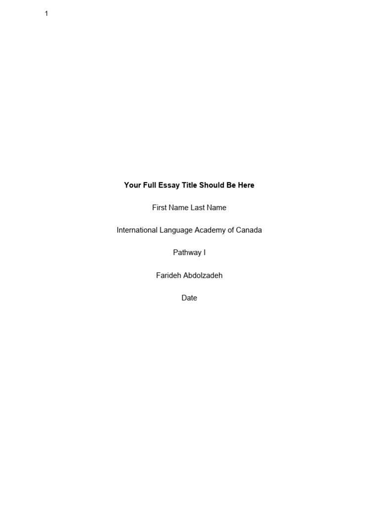 APA Essay Template Final | PDF | Essays | Citation