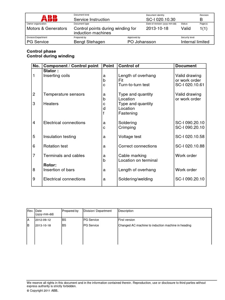 SC-I 020.10.30 Control Points During Winding For Induction Machines ...