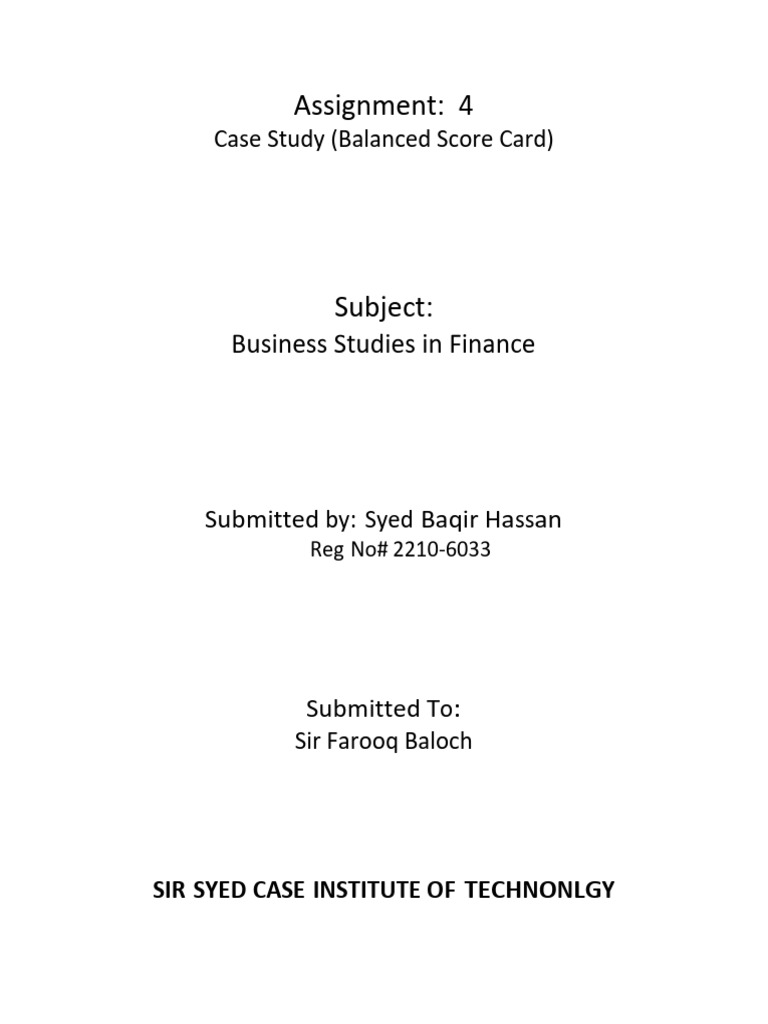 Assignment-4 - Case Study - Syed Baqir Hassan - 2210-6033 | PDF | Gross Margin | Private Sector