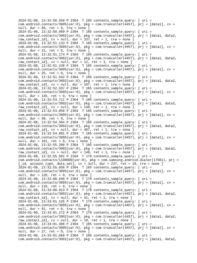 Truecaller Contact Queries Log | PDF