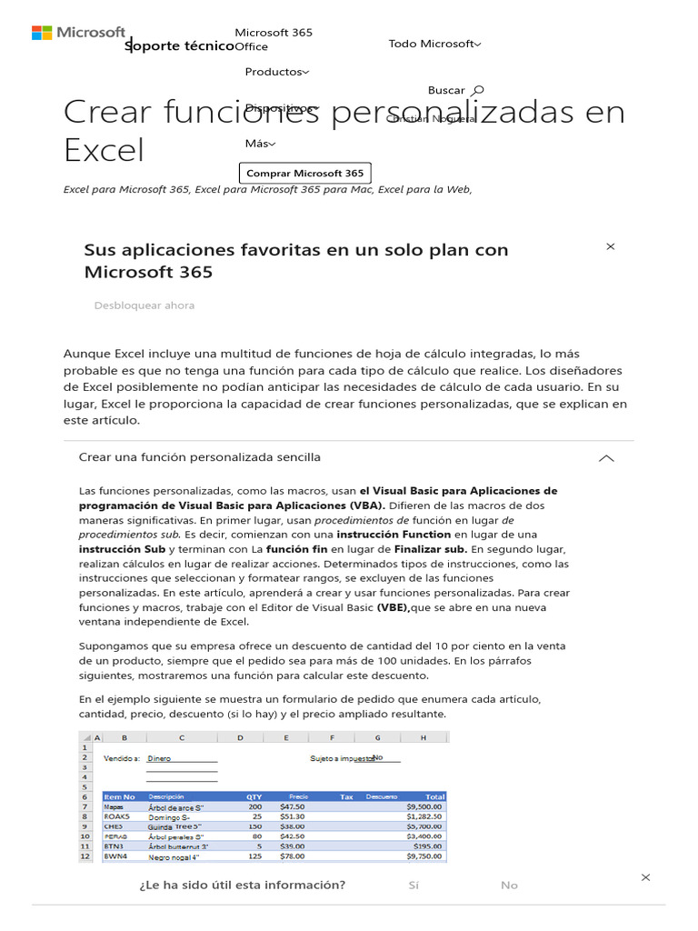 Crear Funciones Personalizadas en Excel - Soporte Técnico de Microsoft ... Crear Funciones Personalizadas en Excel - Soporte Técnico de Microsoft ...