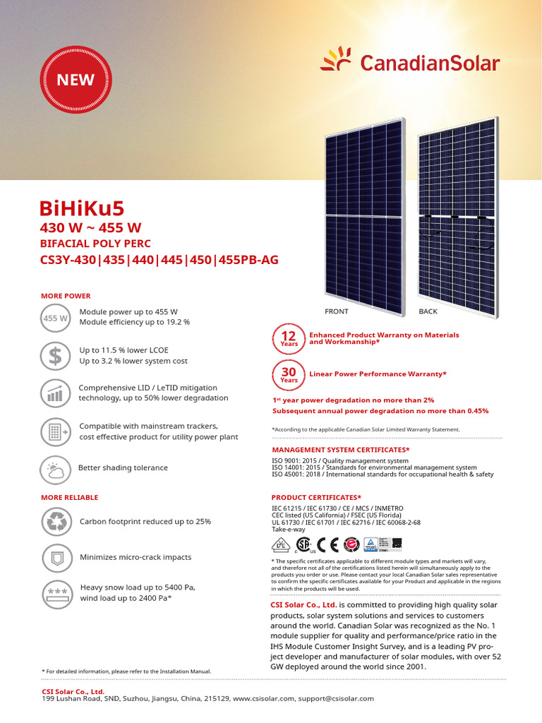 Canadian Solar-Datasheet-BiHiKu5 CS3Y-PB-AG v2.7 EN | PDF | Electrical ...