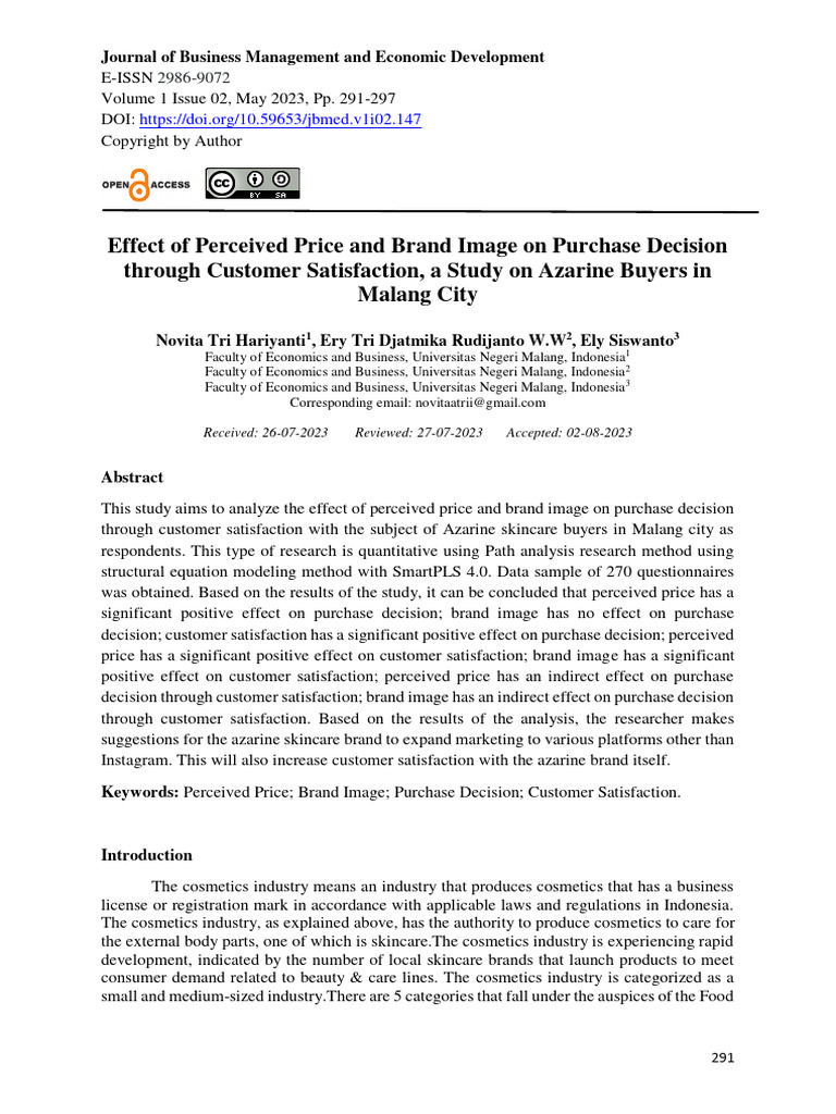 22 Effect of Perceived Price and Brand Image On Purchase Decision Through Customer Satisfaction ...