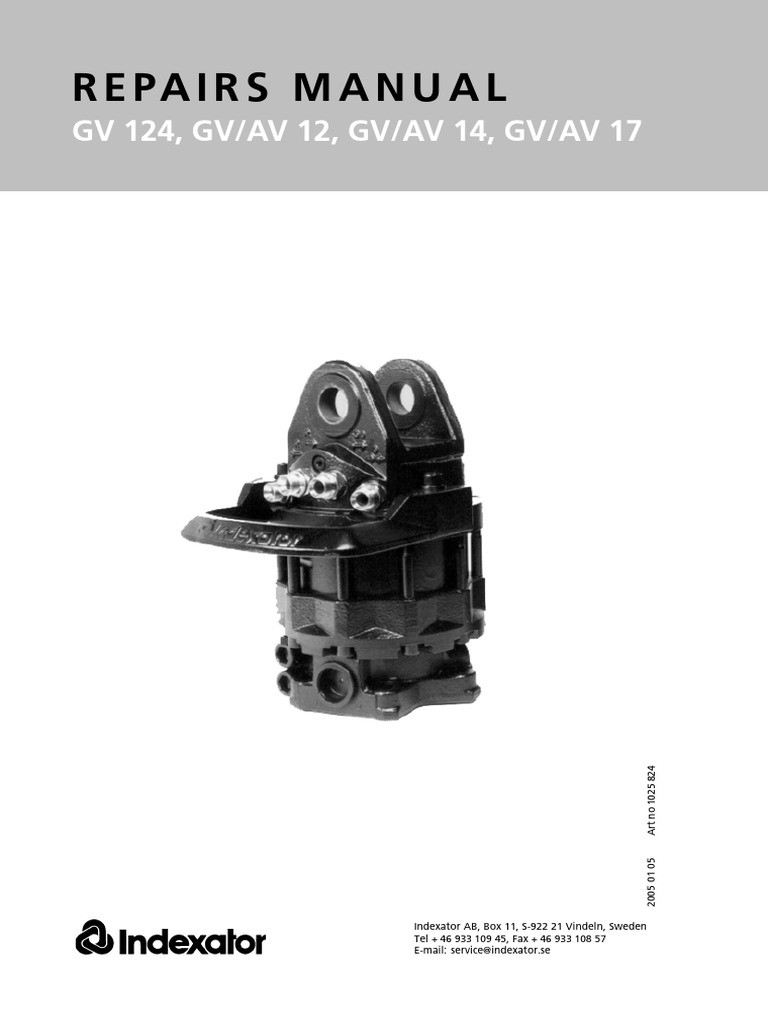 Repairs Manual GV 124 GV Av 12 GV Av 14 GV Av 17 | PDF | Bearing (Mechanical) | Screw