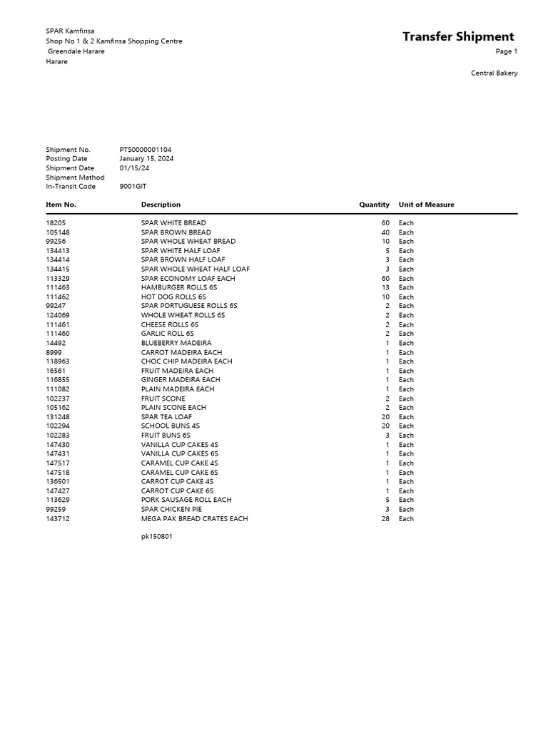 SPAR Rolls Price List January 2024 | PDF | Baked Goods | Home