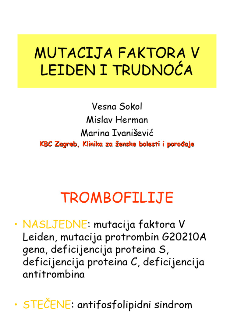 019 Mutacija Faktora V Leiden I Trudnoca | PDF