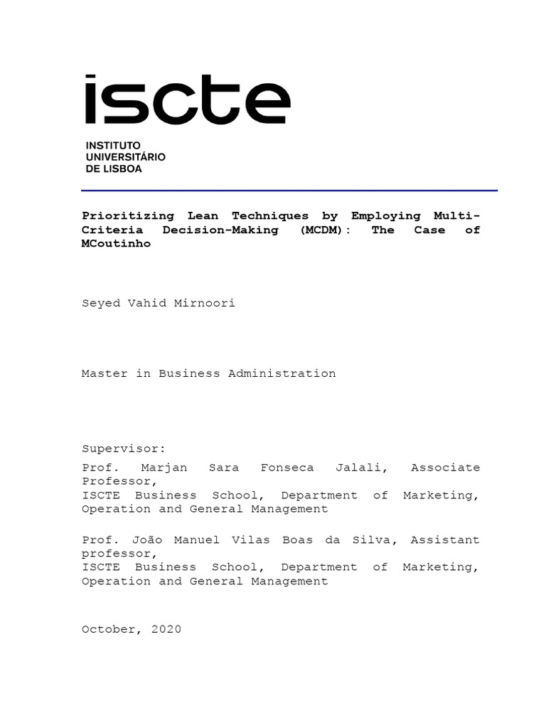 Master Seyed Vahid Mirnoori | PDF | Lean Manufacturing | Decision Making