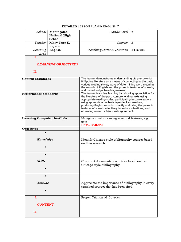 Lesson Plan 7 | PDF | Citation | Bibliography