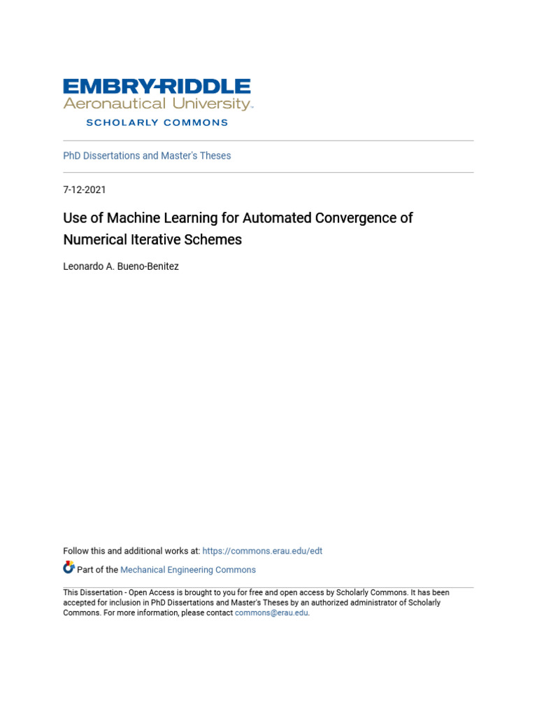 Use Of Machine Learning For Automated Convergence Of Numerical It Pdf Partial Differential