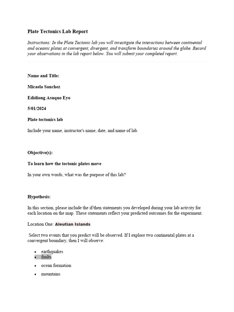 Plate Lab Report | PDF | Plate Tectonics | Physical Geography