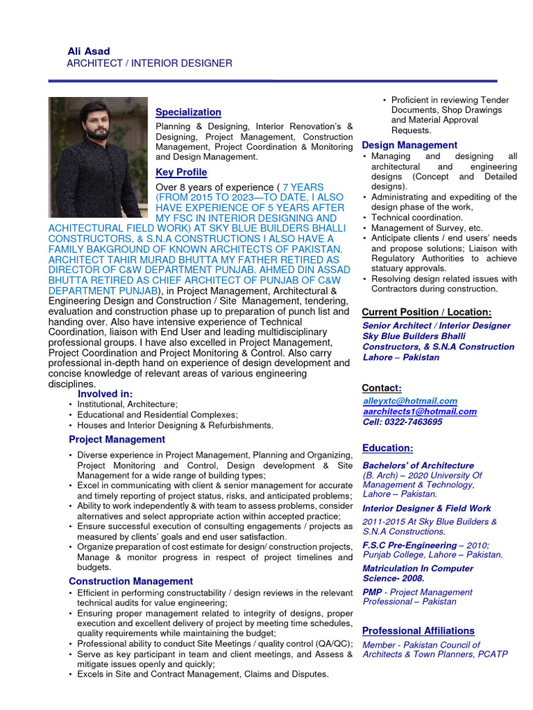 CV Ali .docxFINAL | PDF | Architect | Project Management