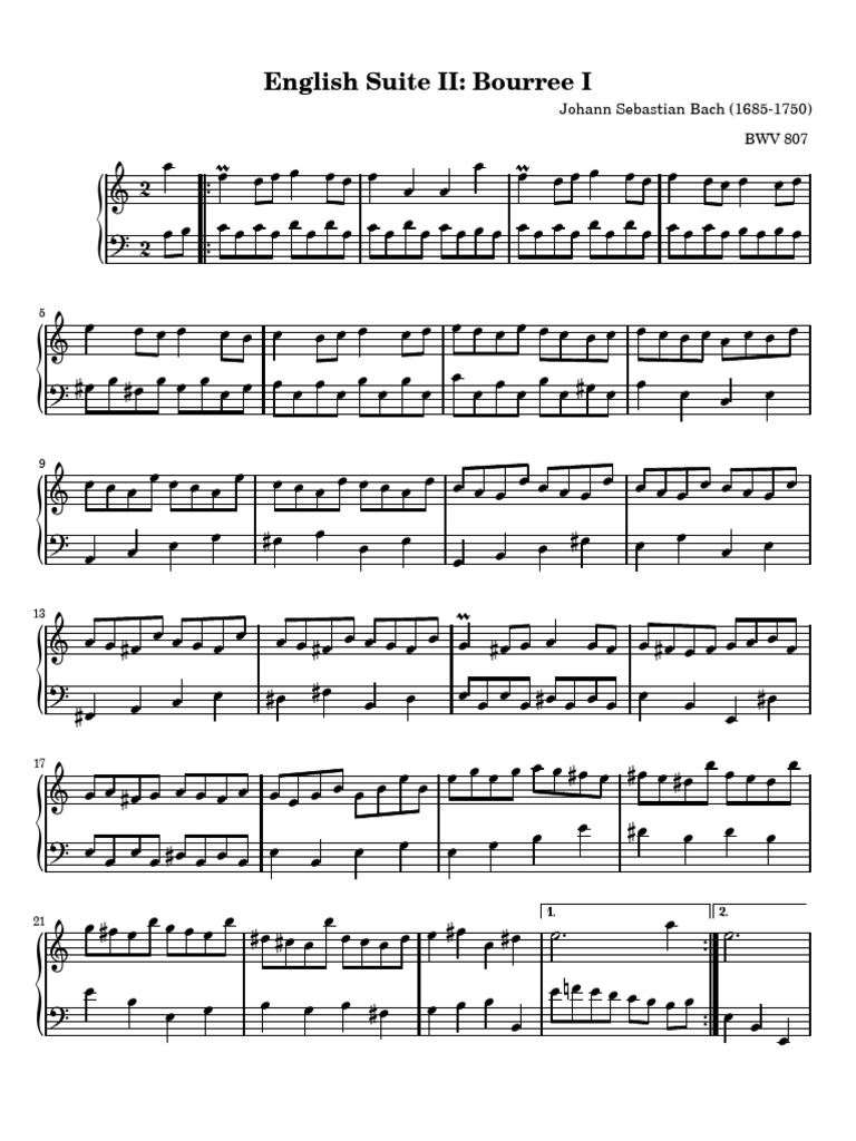 English Suite II: Bourée I | PDF