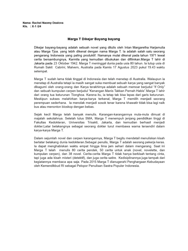 Biografi Marga T | PDF | Fiksi Umum