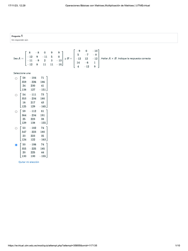 Operaciones Básicas Con Matrices, Multiplicación de Matrices - UTMEvirtual | PDF | Teoría de la ...